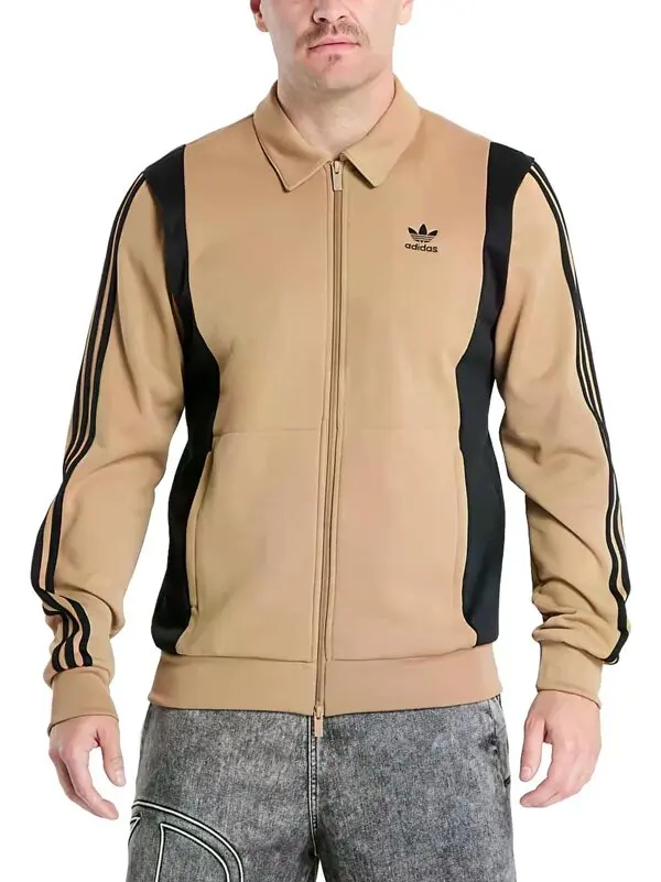 Adidas Panel Striped Zipped Sweatshirt - Neutrals