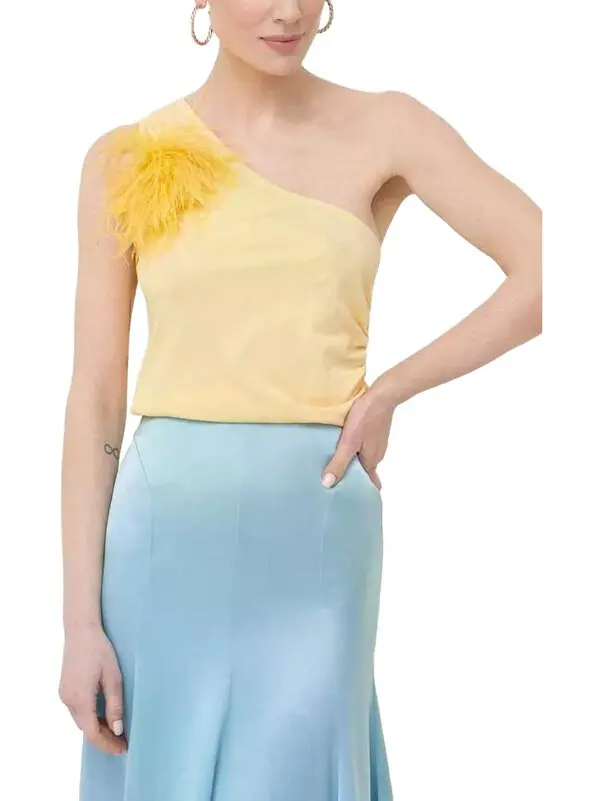 Patrizia Pepe Feather One-shoulder Top - Yellow