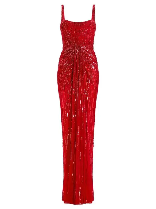 Jenny Packham Sequin Embellished Chrissy Gown - Red