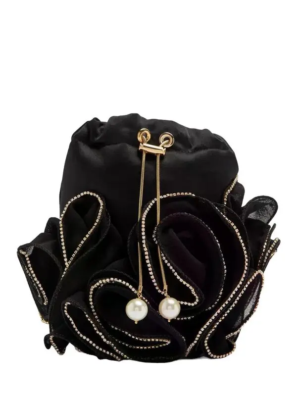 Rosantica Ruffles Crystal-embellished Satchel Bag - Black