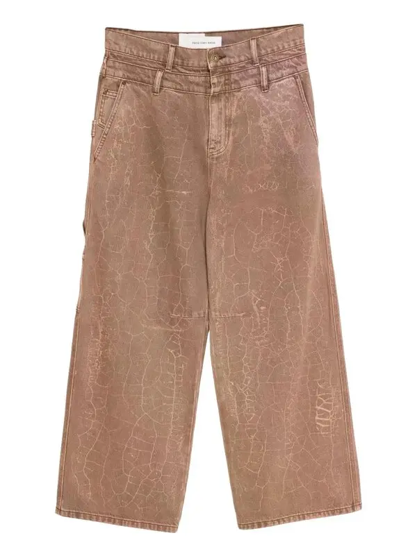 FENG CHEN WANG Crack-print Jeans - Brown