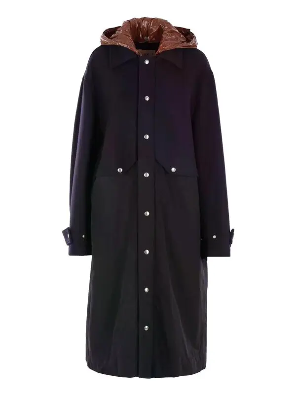Plan C Hooded Buttoned Coat - Blue
