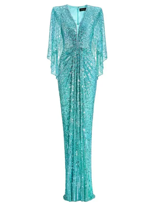 Jenny Packham Sequin Embellished Carrie Gown - Blue