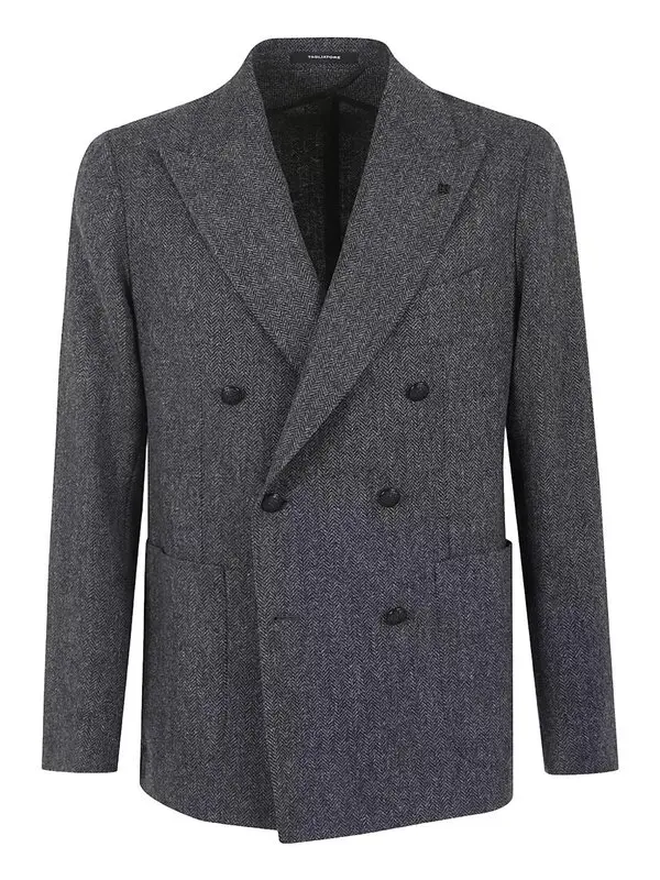 Tagliatore Herringbone Double-breasted Jacket - Grey