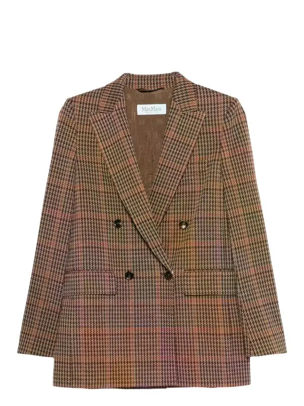 Max Mara Double-breasted Checked Jacket - Neutrals