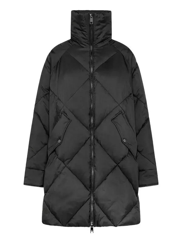 OOF WEAR Quilted Water-repellent Funnel-neck Coat - Black