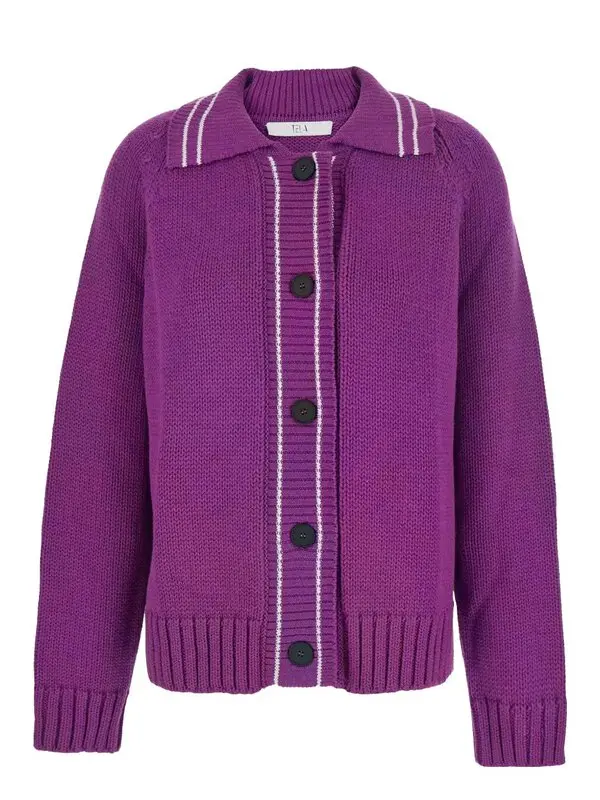 TELA Button-fastening Long-sleeve Cardigan - Purple