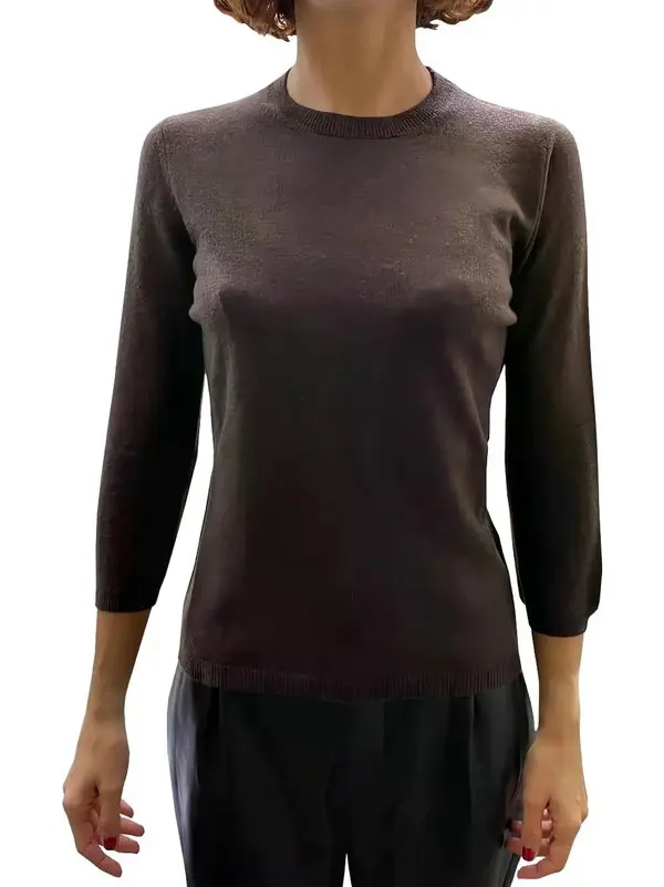 LA ROSE Three-quarter Sleeve Sweater - Brown