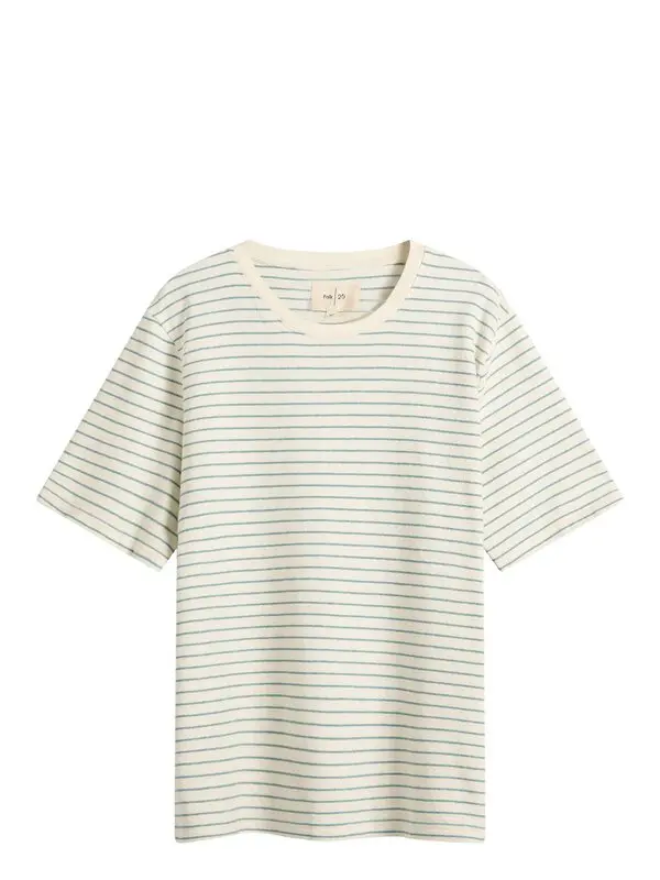 Folk Textured Stripe T-shirt - Ecru/misty Green