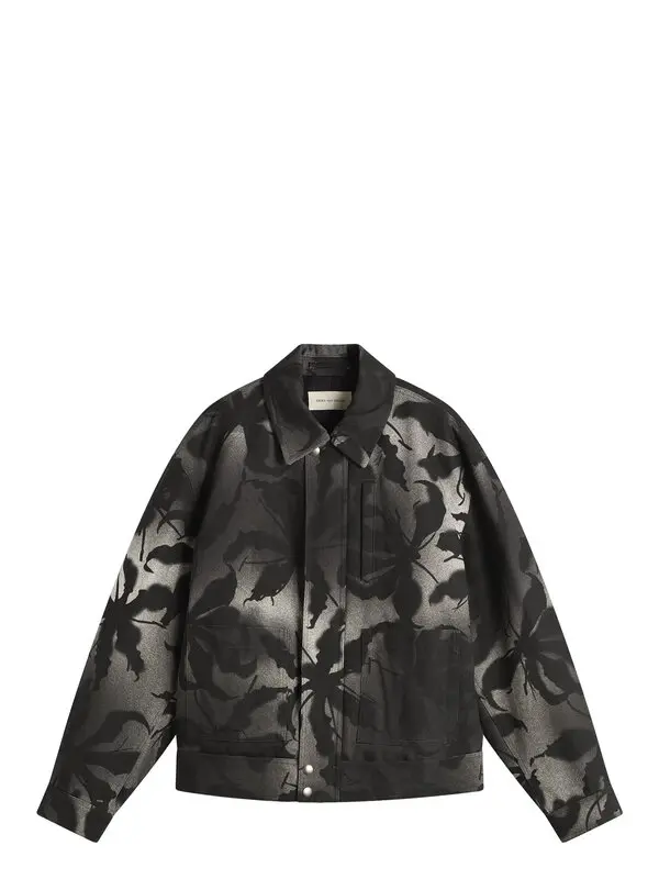 Dries Van Noten Spray Flower Print Cotton Jacket - Black