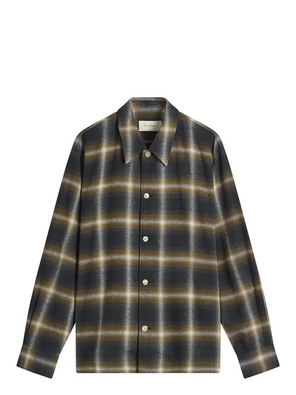 SECOND / LAYER Logan Ombre Long Sleeve Check Shirt - Olive Check