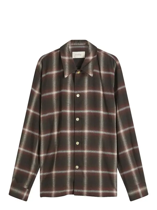 SECOND / LAYER Logan Ombre Long Sleeve Check Shirt - Red Check