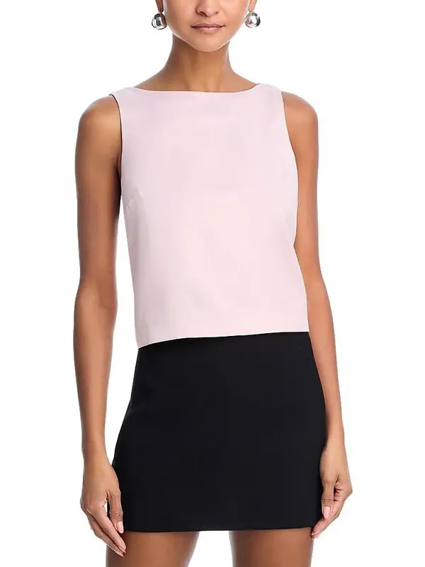 French Connection Carey Satin Bow Shift Top - Soft Blush