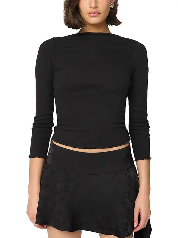 THE LINE BY K Elvie Three-quarter Sleeve Top - Black