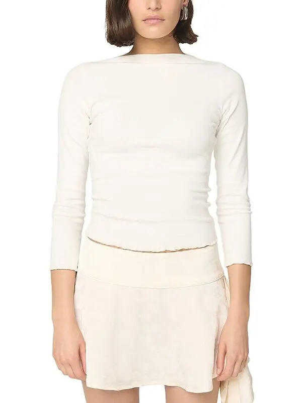 THE LINE BY K Elvie Three-quarter Sleeve Top - White