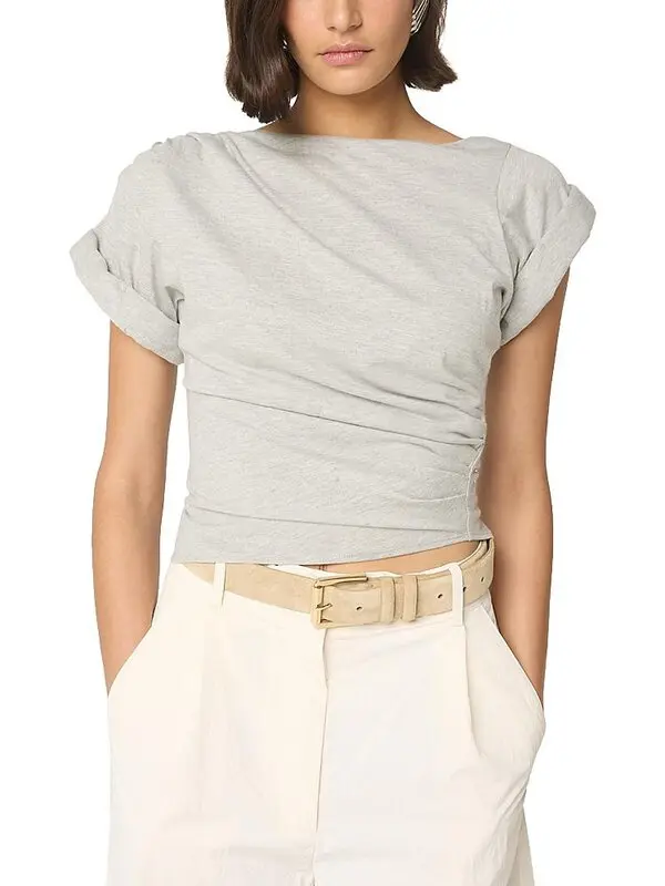 THE LINE BY K Francie Ruched Tee - Heather Grey