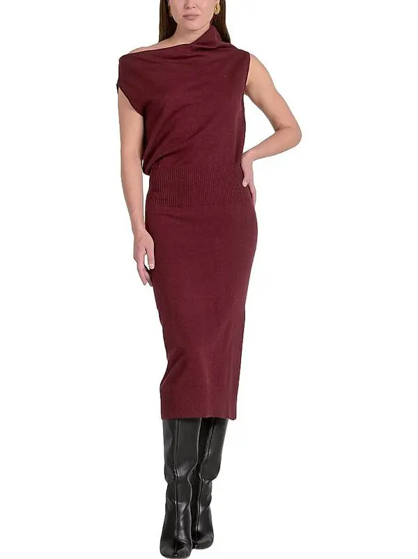 Elan Off Shoulder Sweater Dress - Plum