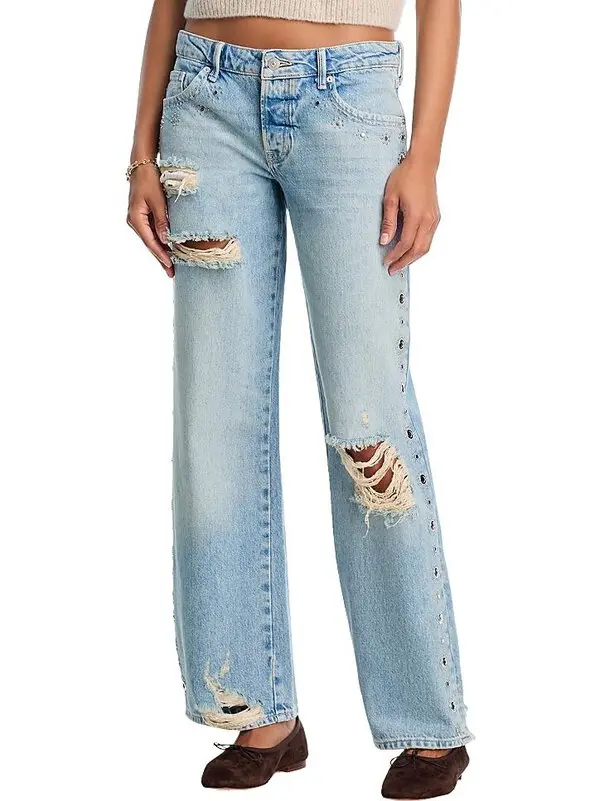Free People Tennessee Studded Distressed Jeans - Destroy