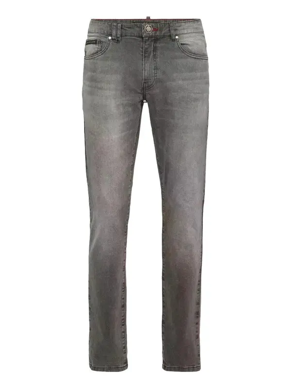 Philipp Plein Logo Appliqué Jeans - Grey