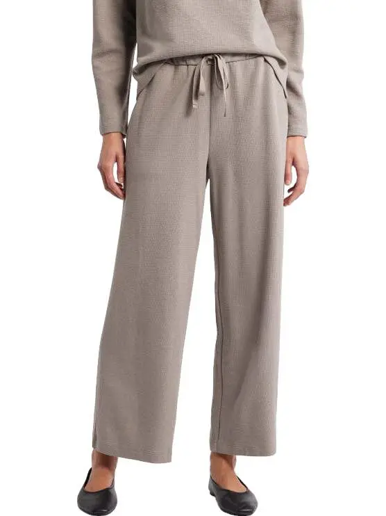 Eileen Fisher Organic Cotton Blend Ankle Wide Leg Drawstring Pants - Reed