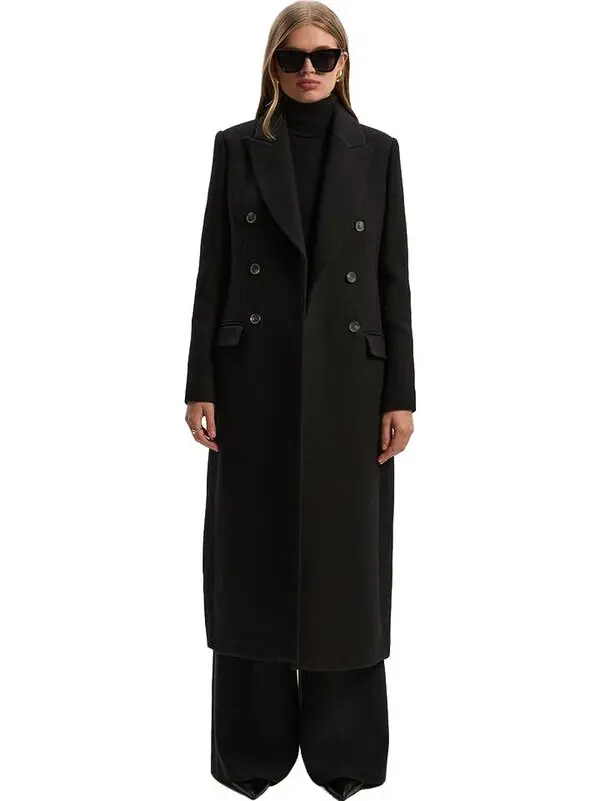Karen Millen Petite Double Breasted Midi Coat - Black