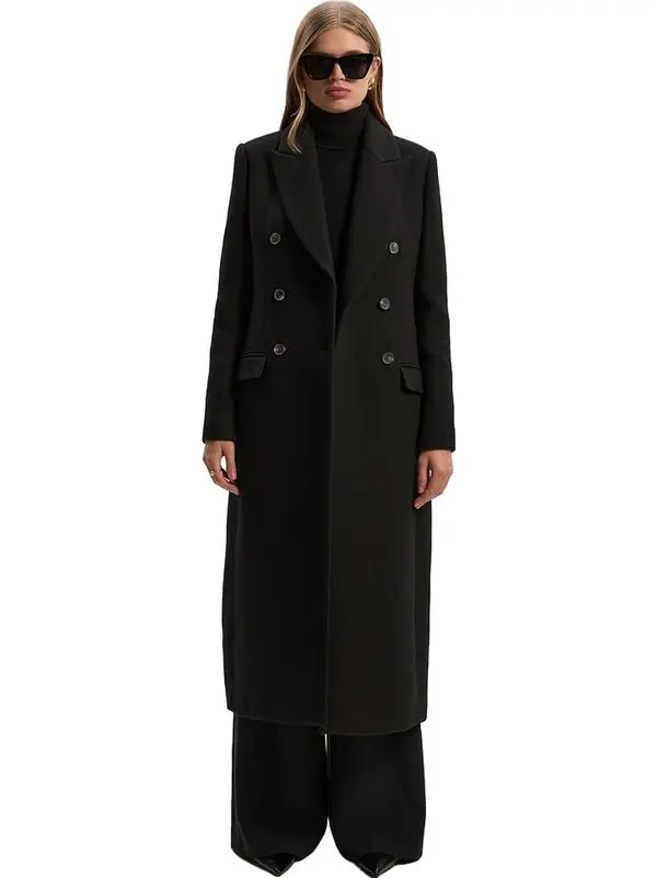 Karen Millen Double Breasted Tailored Midi Coat - Black
