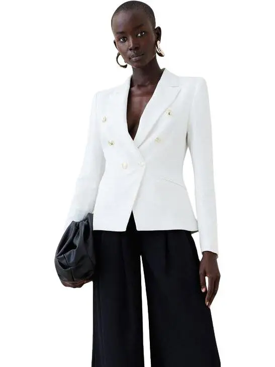 Karen Millen Tailored Military Blazer With Button Detail - Ivory