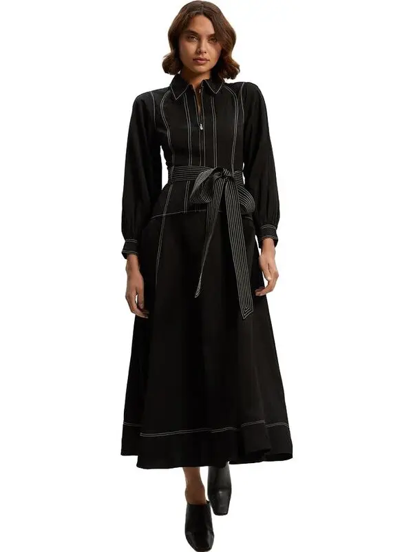 Karen Millen Twill Maxi Shirtdress - Black