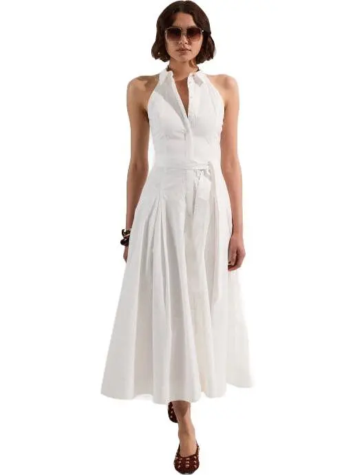 Karen Millen Midi Shirt Dress With Dropped Waist - White