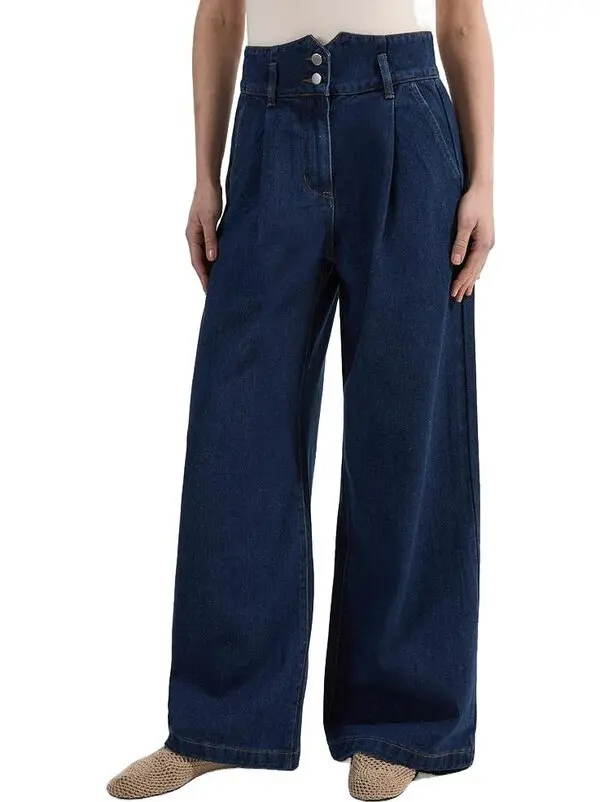 Karen Millen High-waisted Wide Leg Denim Jeans - Indigo