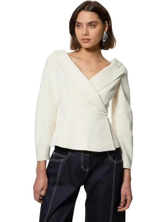 Karen Millen Compact Peplum Tailored Jacket - Ivory