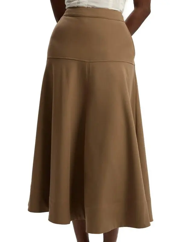 Karen Millen Viscose Blend Tailored Full Skirt - Camel