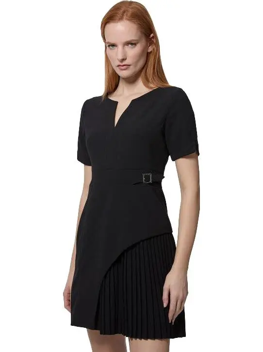 Karen Millen Military Pleat Mini Dress - Black