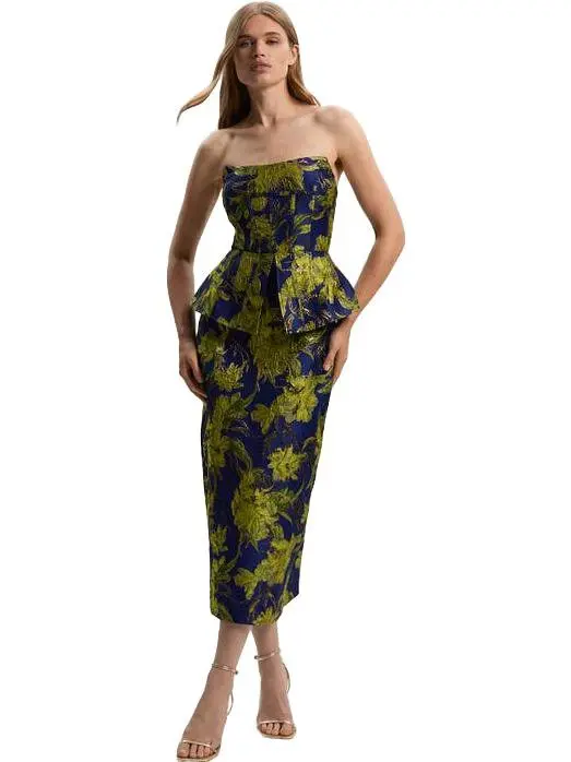 Karen Millen Floral Jacquard Petite Midi Pencil Dress - Multi