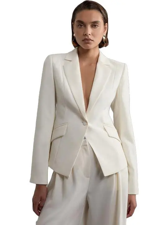 Karen Millen Tailored Crepe Blazer Jacket - Ivory