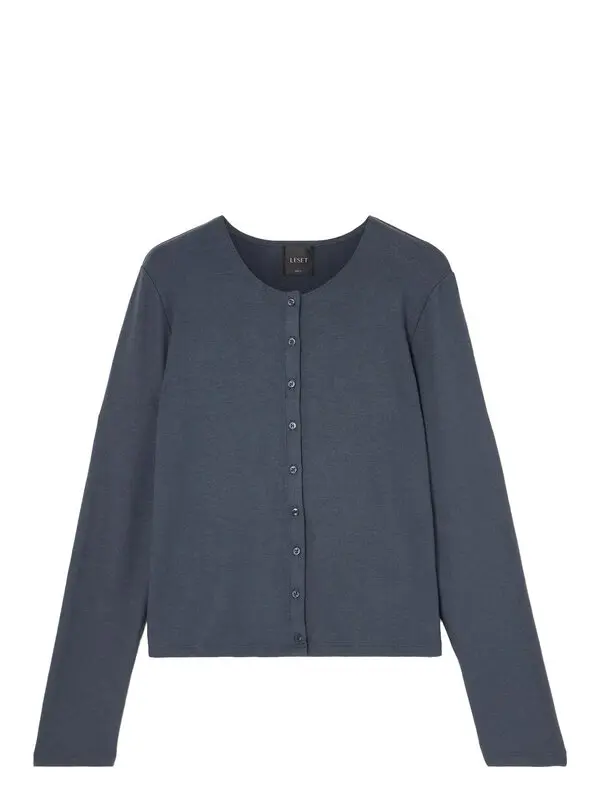 LESET Lauren Jersey Cardigan - Blue