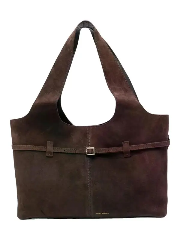 Manu Atelier Buckle-detail Suede Tote - Brown