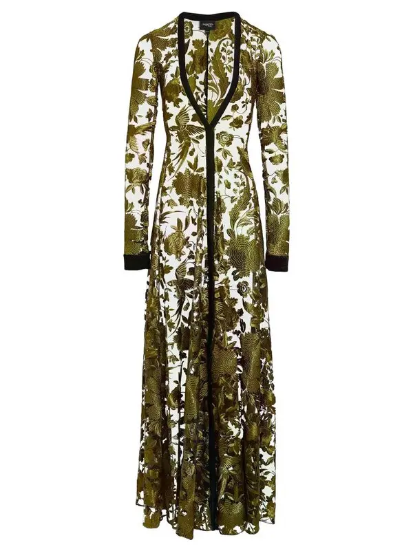 Giambattista Valli Embroidered-floral Maxi Dress - Green