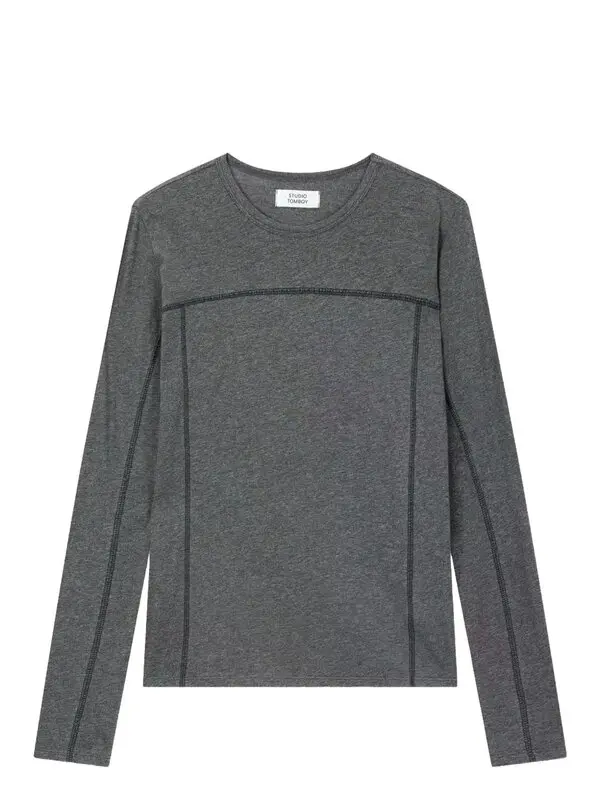 STUDIO TOMBOY Stitch-detail Long-sleeve T-shirt - Grey