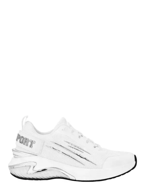PLEIN SPORT Metallic-stripe Mesh Trainers - White
