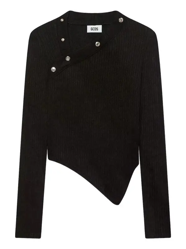 Gcds Button-embellished Knit Top - Black