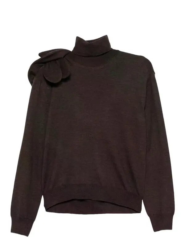 Moschino Bow-detail Roll-neck Sweater - Brown