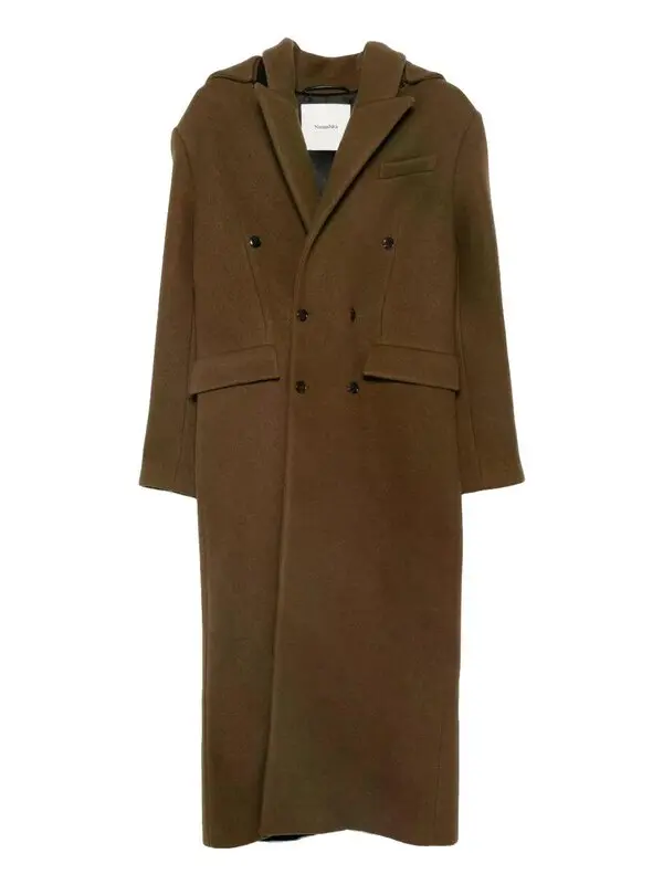 Nanushka Double-breasted Coat With Detachable Hood - Brown