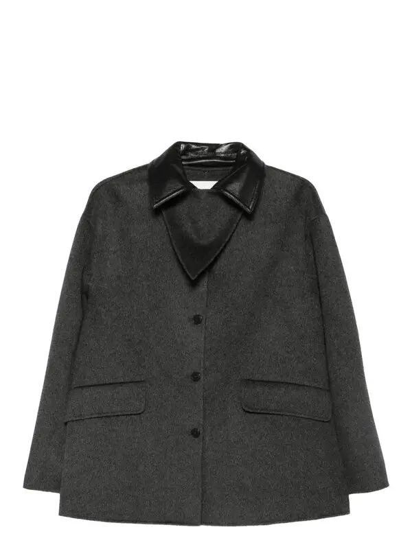 Nanushka Wool Jacket With Contrast Collar - Grey
