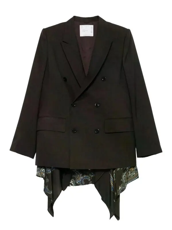 Sacai Double-breasted Blazer - Brown