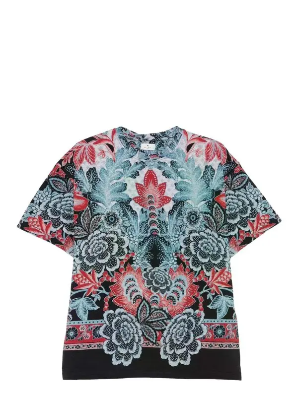Etro Floral-print T-shirt - Blue