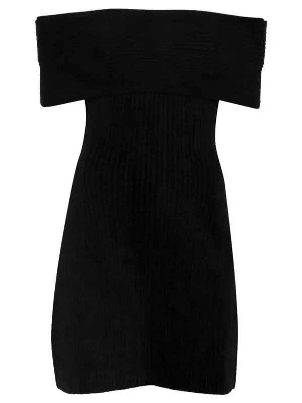 Givenchy Off-shoulder Ribbed Knit Dress - Black