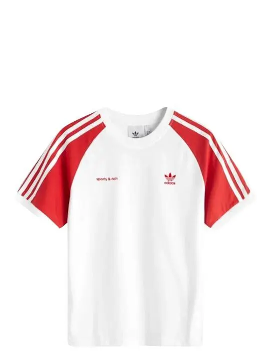 Adidas X Sporty & Rich Two Tone Tee Shirt - White/red
