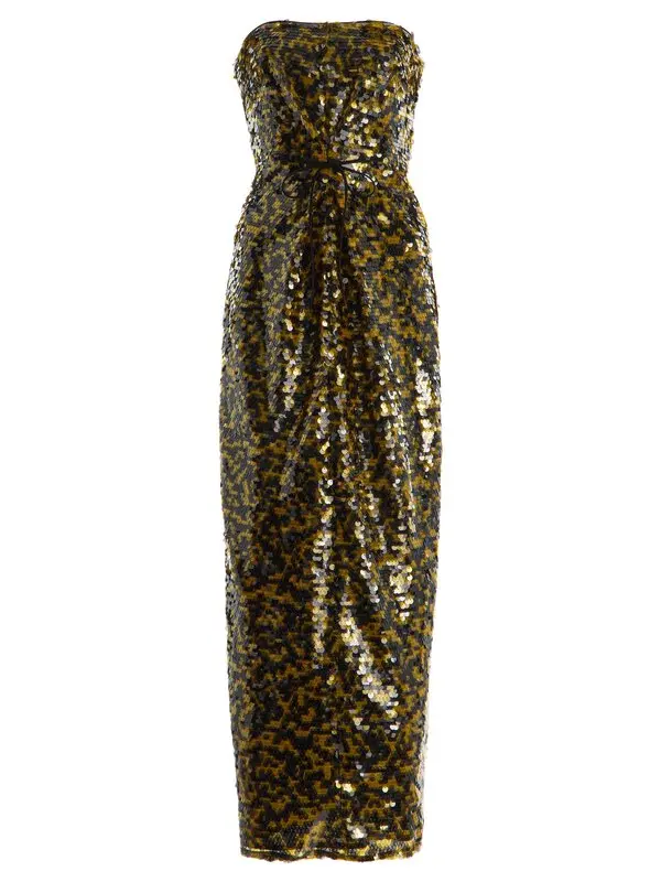 Staud Cece Sequined Midi Dress - Yellow
