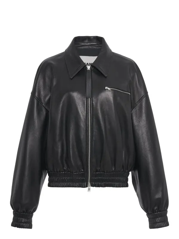 JIL SANDER Blouson Leather Jacket - Black